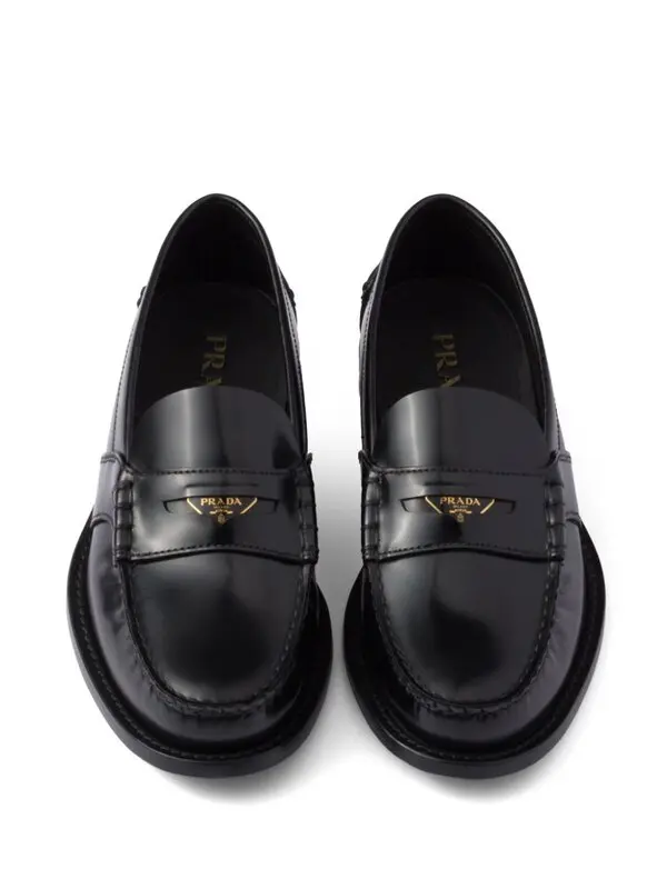Prada Brushed-leather Loafers - Black