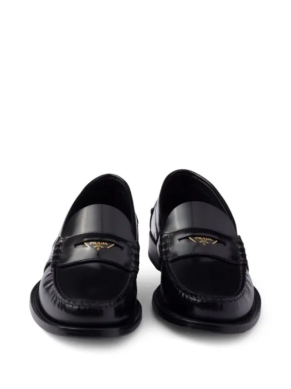 Prada Brushed-leather Loafers - Black