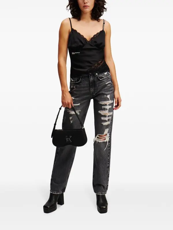 Karl Lagerfeld Distressed Straight Jeans