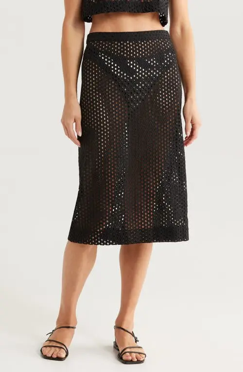 Solid & Striped The Sherry Cotton Eyelet Cover-up Skirt - Noir