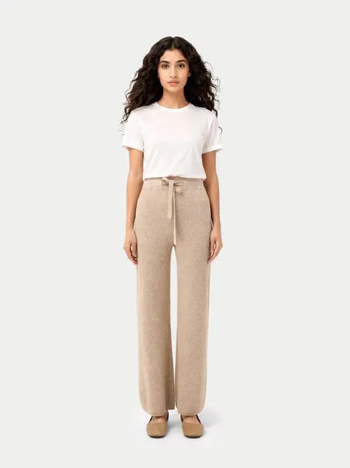 Gobi Cashmere Textured Knit Cashmere Pants