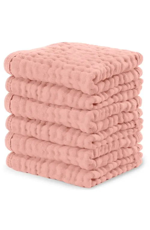 COMFY CUBS Muslin Washclothspack Of 6 - Bold Blush