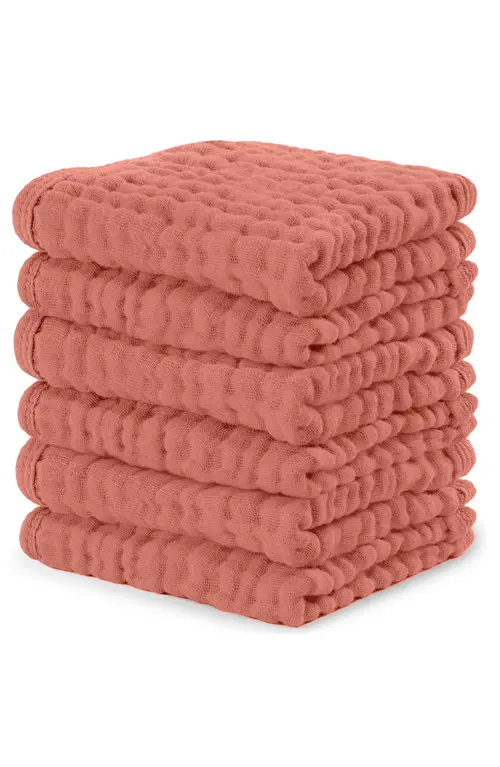 COMFY CUBS Muslin Washclothspack Of 6 - Dusty Rose