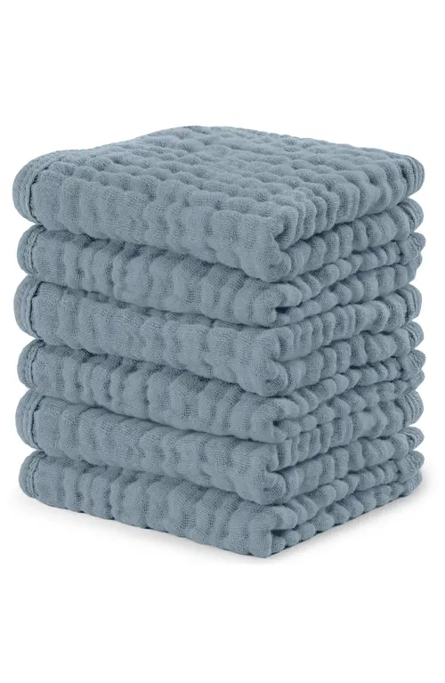 COMFY CUBS Muslin Washclothspack Of 6 - Pacific Blue