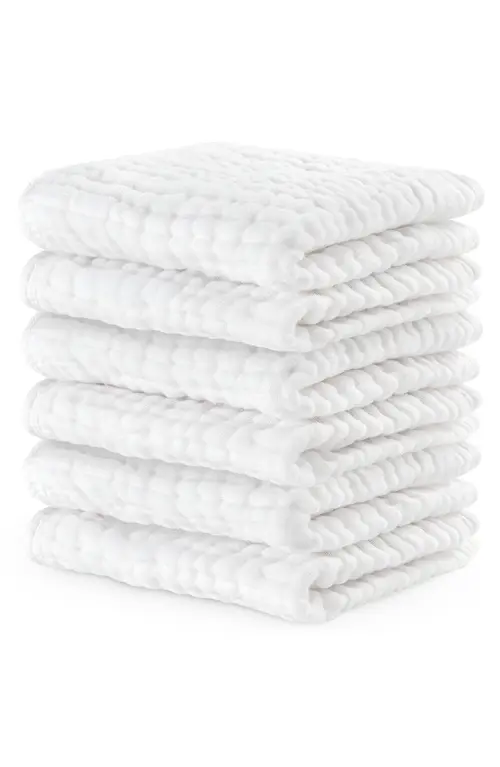 COMFY CUBS Muslin Washclothspack Of 6 - White