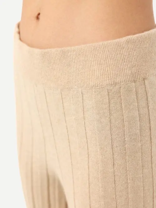 GOBI MONGOLIAN CASHMERE Textured Knit Cashmere Pants - Beige