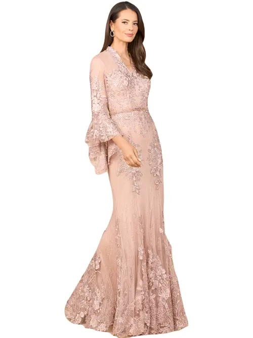 LARA NEW YORK Lace V-neck A-line Dress - Blush