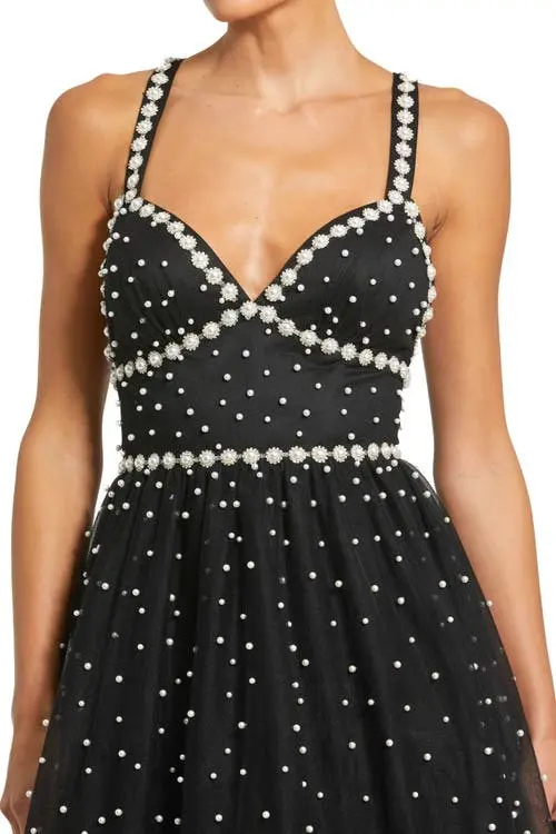 Mac Duggal Pearl Beaded High-low Gown - Black Ivory