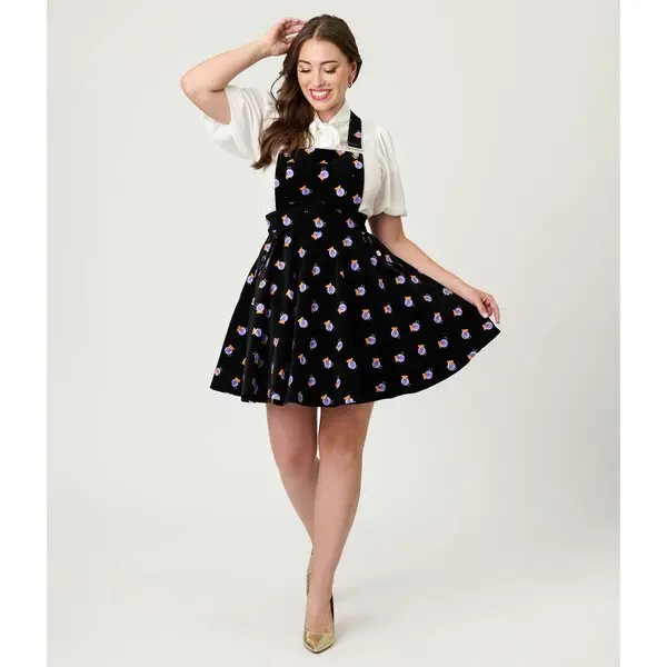 Unique Vintage Brionne Pinafore Skirt - Black Crystal Ball