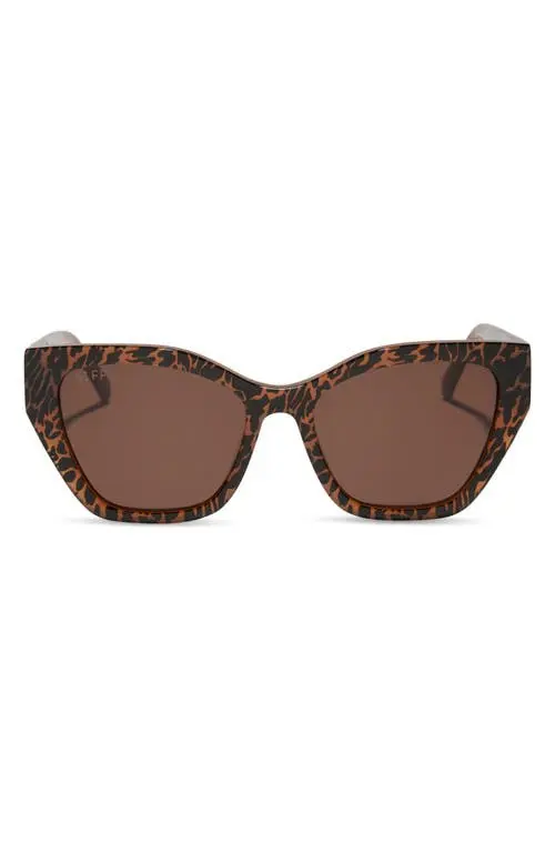 DIFF Eyewear Evie 54mm Cat Eye Sunglasses - Animal/brown