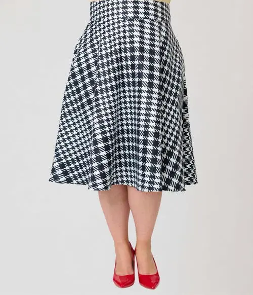 Unique Vintage Vivien Swing Skirt - Black Plaid