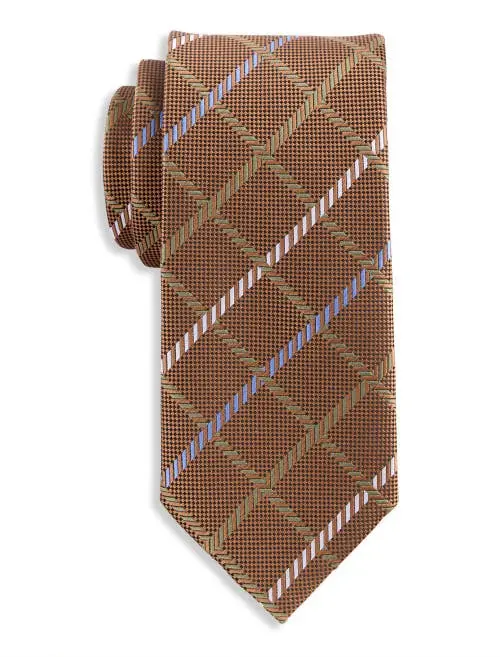 OAK HILL BY DXL Oak Hill Grid Patterned Neck Tie - Brown