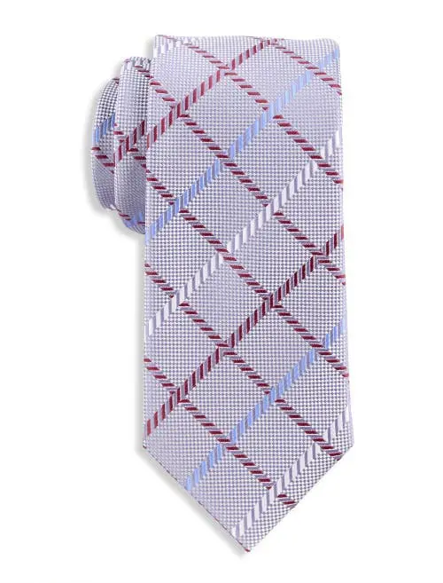 OAK HILL BY DXL Oak Hill Grid Patterned Neck Tie - Grey