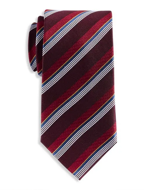 OAK HILL PREMIUM BY DXL Striped Silk Neck Tie - Burgundy