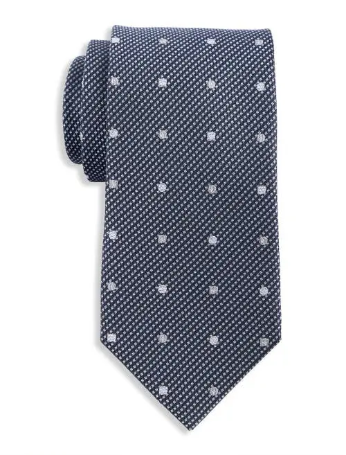OAK HILL PREMIUM BY DXL Oak Hill Premium Textured Dot Silk Tie - Grey