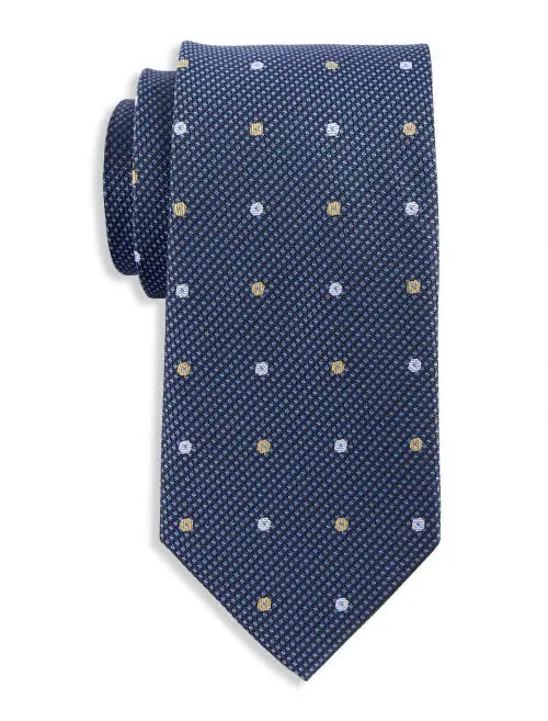 OAK HILL PREMIUM BY DXL Oak Hill Premium Textured Dot Silk Tie - Navy