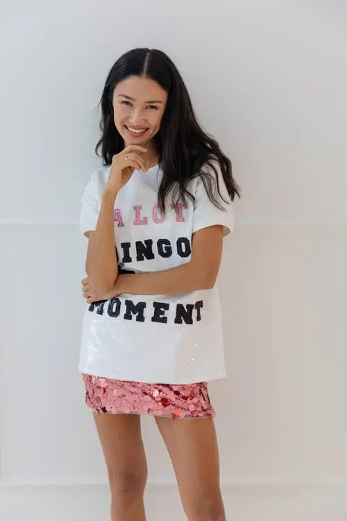 LOLA + THE BOYS Magic Paillette Mini Skirt - Pink
