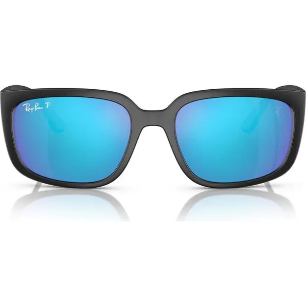 Ray-ban X Scuderia Ferrari 57mm Square Sunglasses - Matte Black/blue Polarized