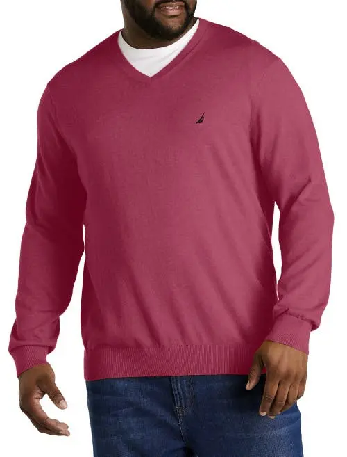 NAUTICA Big & Tall Navtech Crewneck Sweater - Deep Fuchia Heather