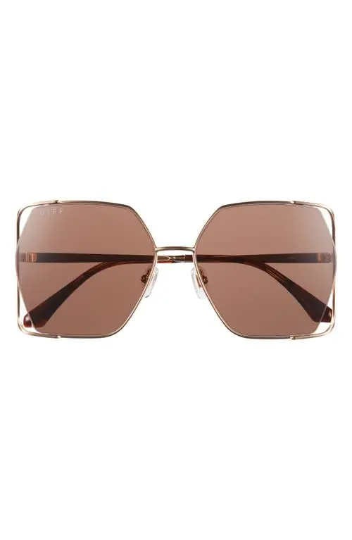 DIFF Eyewear Donna Iv 61mm Gradient Square Sunglasses - Brushed Gold/truffle