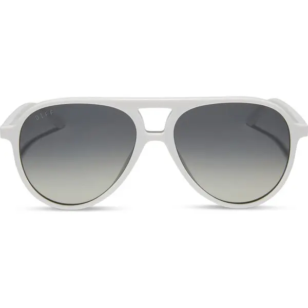 DIFF Tosca Ii 56mm Aviator Sunglasses - Grey Gradient Silver Flash