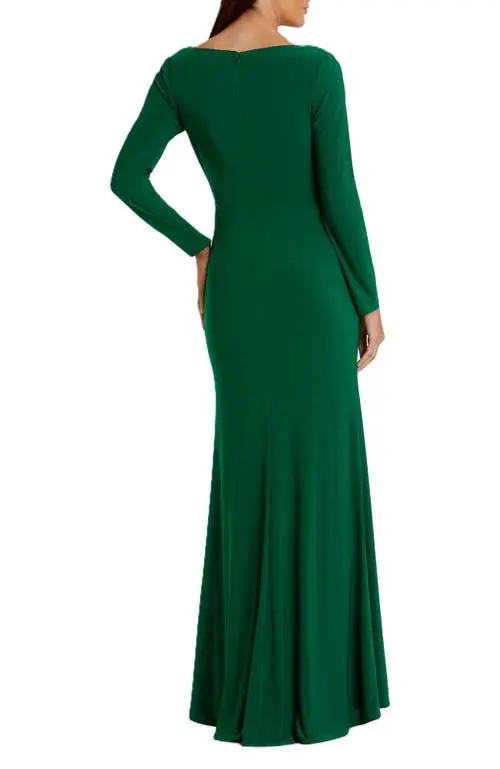 Mac Duggal Long Sleeve Ruched Jersey Gown