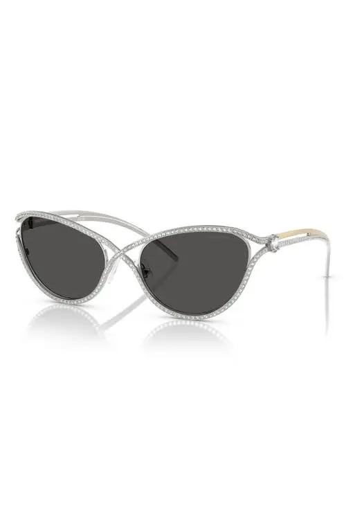 SWAROVSKI 58mm Cat Eye Sunglasses - Silver