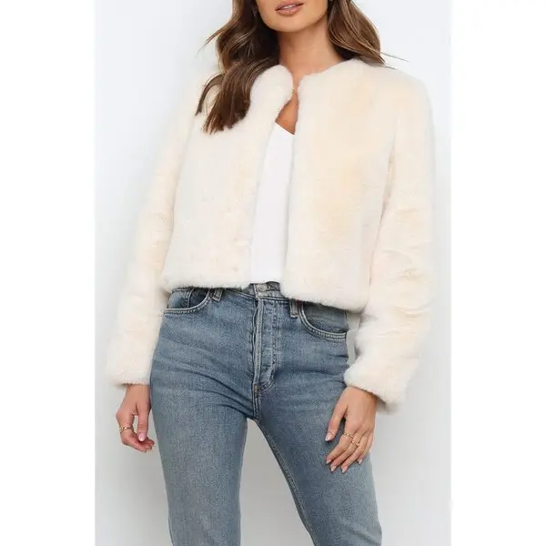 PETAL & PUP Minnie Faux Fur Jacket - Cream