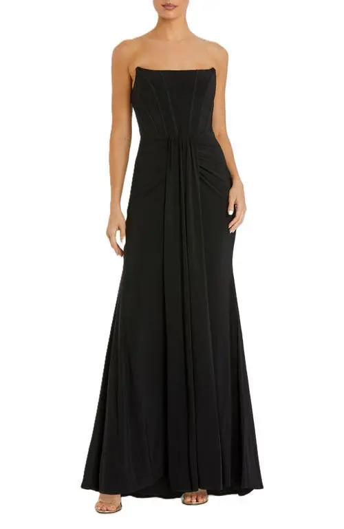Mac Duggal Strapless Sweetheart Jersey Gown - Black