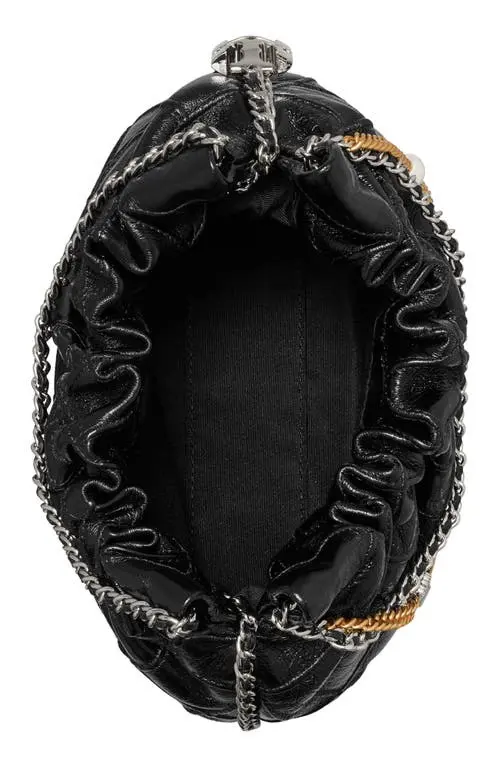 Tory Burch Mini Fleming Distressed Leather Hobo Bag