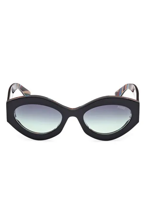 Emilio Pucci 54mm Geometric Sunglasses - Black Pattern / Green Smoke