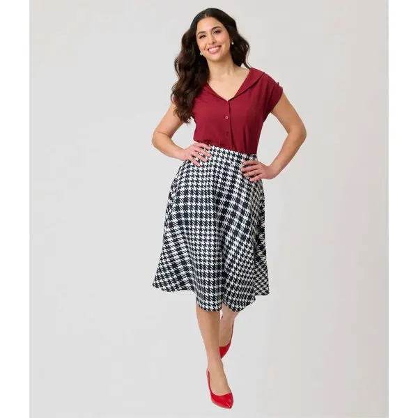 Unique Vintage Vivien Swing Skirt - Black Plaid