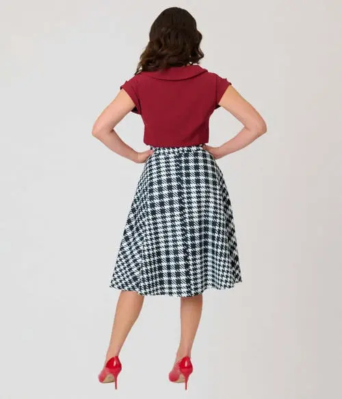 Unique Vintage Vivien Swing Skirt - Black Plaid