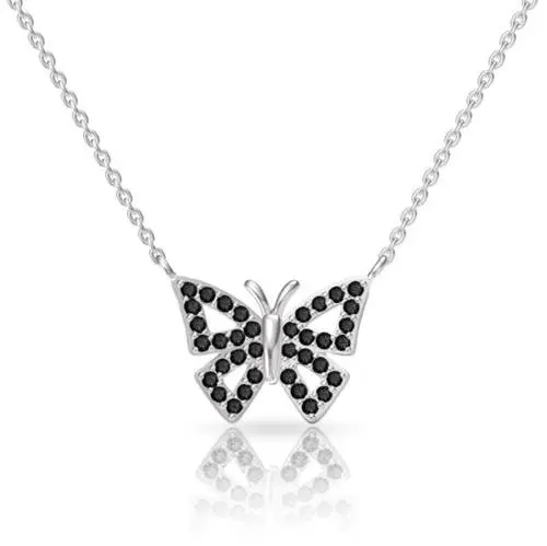 DONATELLO GIAN Name Butterfly Pendant Necklace - Black