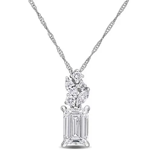 JULIANNA B. 14k Lab-grown Diamond Cluster Pendant Necklace - White Gold