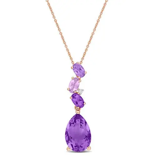 JULIANNA B. Diamond And Rose De France Pendant Necklace - Amethyst