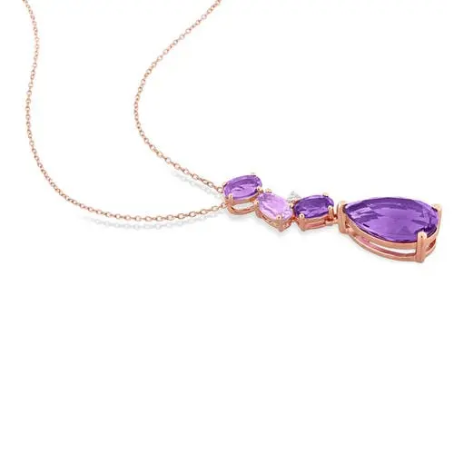 JULIANNA B. Diamond And Rose De France Pendant Necklace - Amethyst