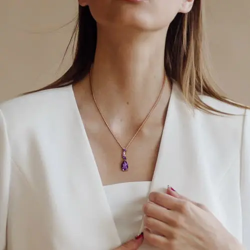 JULIANNA B. Diamond And Rose De France Pendant Necklace - Amethyst
