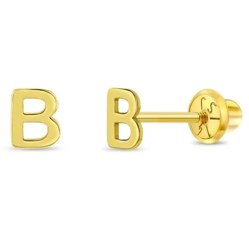IN SEASON JEWELRY 14k Initial Letter Stud Earrings - Letter B