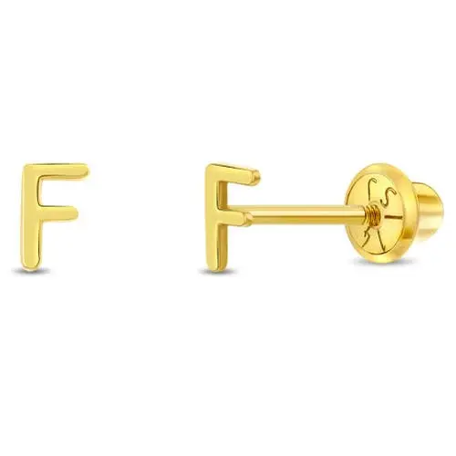 IN SEASON JEWELRY 14k Initial Letter Stud Earrings - Letter F