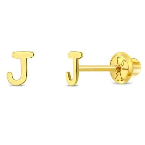 IN SEASON JEWELRY 14k Initial Letter Stud Earrings - Letter J