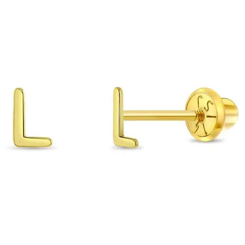 IN SEASON JEWELRY 14k Initial Letter Stud Earrings - Letter L