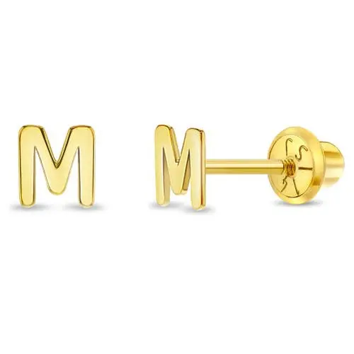 IN SEASON JEWELRY 14k Initial Letter Stud Earrings - Letter M
