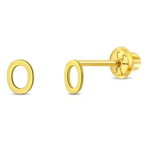 IN SEASON JEWELRY 14k Initial Letter Stud Earrings - Letter O