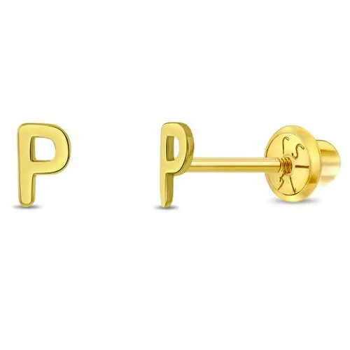 IN SEASON JEWELRY 14k Initial Letter Stud Earrings - Letter P