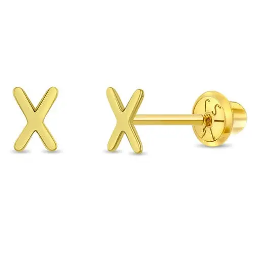 IN SEASON JEWELRY 14k Initial Letter Stud Earrings - Letter X