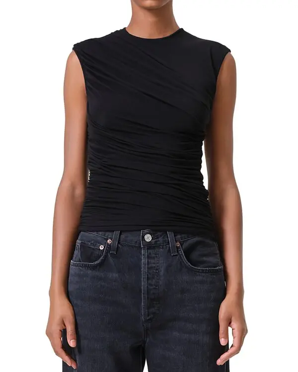 AGOLDE Ester Ruched Top - Black