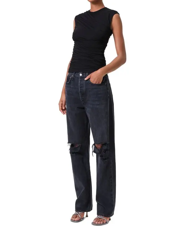 AGOLDE Ester Ruched Top - Black