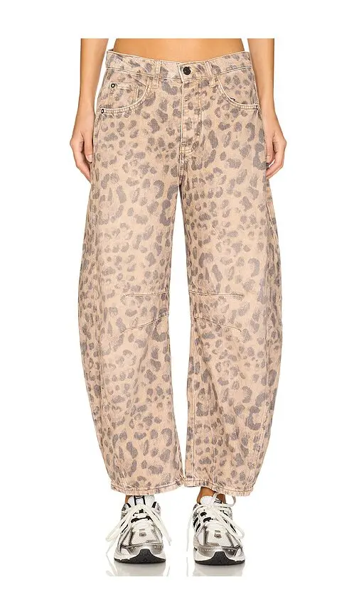 Free People X We The Free Good Luck Printed Barrel Jeans - Brown