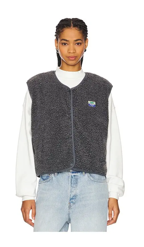 American Vintage Hoktown Sherpa Vest - Anthracite Chine